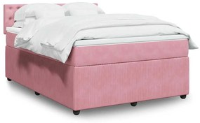 Box spring postel s matrací růžová 160x200 cm samet 3290099