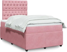 Box spring postel s matrací růžová 120 x 200 cm samet 3294621