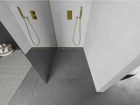 Mexen Kioto, sprchová zástěna Walk-In 80 x 200 cm, 8mm sklo vzor zrcadlo, zlatý matný profil, 800-080-101-55-50