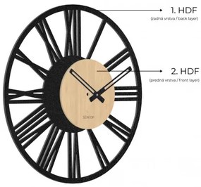 Dřevěné nástěnné hodiny z HDF - Černé, bílé nebo javor | SENTOP HDFK028-javor
