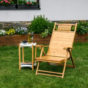 Zahradní polohovací křeslo, přírodní, bambus, VARDON
