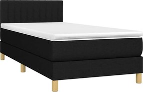 Box spring postel s matrací a LED černá 90x200 cm textil 3133847