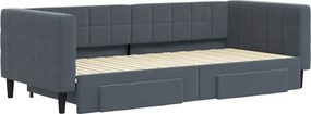 Válenda s přistýlkou a zásuvkami tmavě šedá 90 x 200 cm samet 3196740