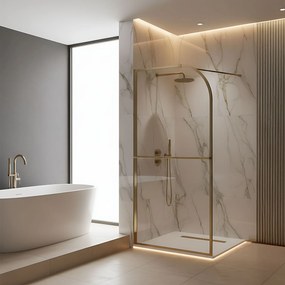 Rea Sky, sprchová zástěna Walk-In 100x200 cm, zlatá matná, REA-K4330