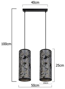 Lustr na lanku AVALO 2xE27/60W/230V šedá/černá