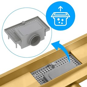 BPS-koupelny Lineární sprchový odtokový žlab 2v1 DL01 FIX 100 cm, zlatý