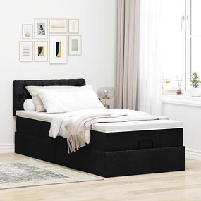 Osmanský postel s matrací černá 100x200 cm textil 3311520