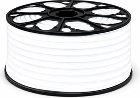 Easy Fix LED Neon hadice venkovní, 50 m, D-TYP jednostranný, ledově bílá, 3000 diod, bílý kabel, IP67, cívka