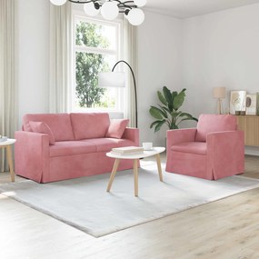 Set pohovek 2 ks Růžová samet 3407555