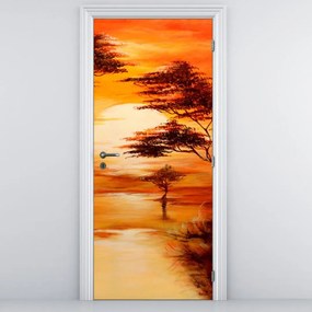 Fototapeta na dveře - oranžová krajina (95x205cm)
