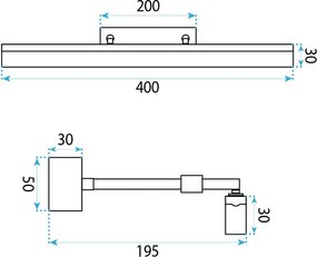 Toolight Rea, Koupelnové nástěnné LED svítidlo APP1869-1W 40cm CHROME, OSW-66025