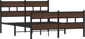 Kovový rám postele bez matrace hnědý dub 150 x 200 cm 3308476