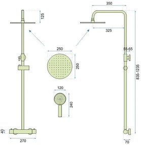 Rea Vincent, sprchový set s termostatickou baterií a dešťovou hlavicí 25cm, černá m atná, REA-P6600