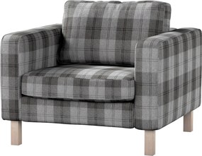 Potah na křeslo IKEA Karlstad, krátký barva šedá látka pletený vzor, vzorované