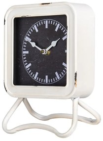 Bílé kovové stolní hodiny s patinou – 16x5x22 cm