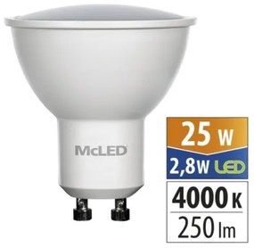 LED žárovka GU10 McLED 2,8W (25W) neutrální bílá (4000K), reflektor 110° ML-312.157.87.0