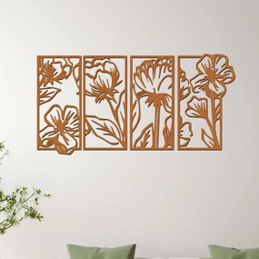 dřevo života 4 dílný obraz květin - FLORIST Zvolte barvu dekoru: Třešeň, Rozměry šxv (cm): 157x80