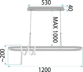Toolight Toolight, LED stropní osvětlení 120cm, 32W, 3000K, LHJ040-CP, černá matná, OSW-50018