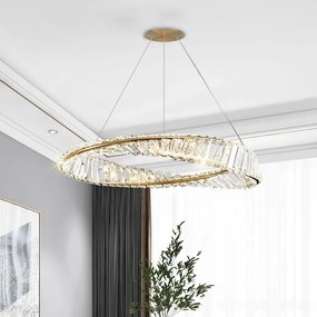 Křišťálový závěsný LED lustr APP1201-CP 50 cm zlatý/neutrální bílá