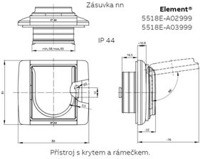 ABB Element,Time zásuvka IP44 bílá/ledová bílá 5518E-A02999 01 s clonkami