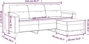 3místná pohovka s podnožkou taupe 180 cm tkanina z mikrovlákno 3201231