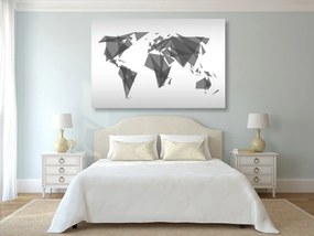 Obraz geometrická mapa světa v černobílém provedení - 60x40 cm