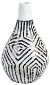 Pálená hlína Dekorativní váza 50 Bílá Černá OMBILIN Beliani