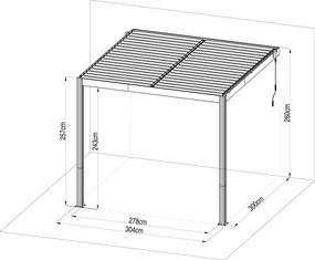 Bioklimatická pergola G21 Trenton Premium 3x3 m, antracitová hliníková