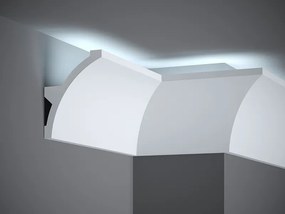 Stropní LED osvětlovací lišta, NEPŘÍMÉ OSVĚTLENÍ, tvrdý plast ProFoam® (polyuretan), základní bílý nátěr (přetíratelný), 140 x 106 x 2000 mm