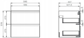 Cersanit Moduo, koupelnová skříňková souprava s umyvadlem na desku 80x45x95 cm, bílá lesklá-dub, S801-446