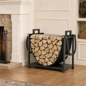 Outsunny Dřevník 47,5 x 33 x 44 cm zvýšený stojan na dřevo s plátěnou taškou až 50 kg do interiéru i exteriéru