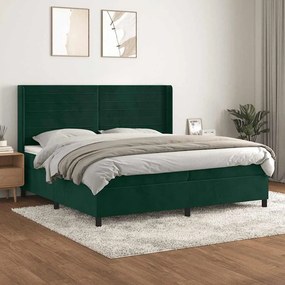 Box spring postel s matrací tmavě zelená 200x200 cm samet 3132762