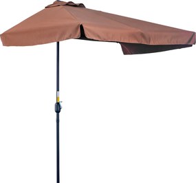 Outsunny Poloviční Umbrella - Balkonový Slunečník 5 Kovovými Strunami 2,3 x 1,3 x 2,49 m Z Vysoce Hustého Polyesteru Čokoládový | Aosom