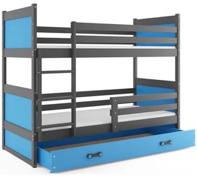 Dětská patrová postel RICO 200x90 cm Modrá Šedá