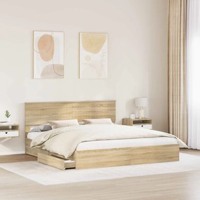 Postel s úložným prostorem se zásuvkou Sonoma dub 180 x 200 cm 3410772