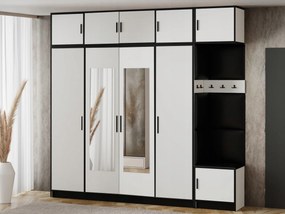 Šatní skříň s nástavcem ROJ 15 bílý + ecoskóra černý