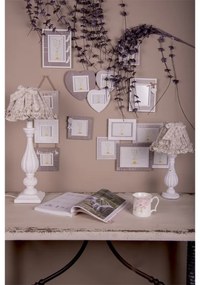 Béžové stínidlo lampy s mašlí, volánkem a srdíčky – 25x15 cm