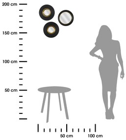 Zrcadlo Vinyl, černé/zlaté, sada 3ks