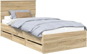 Rám postele s čelo Sonoma dub 100 x 200 cm Inženýrské dřevo 3410737
