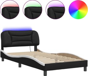 Rám postele s LED bez matrace Hvar černý a bílý 100x200 cm 3213918