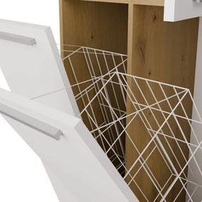 Koupelnový sloupek se 2 koši na prádlo NEL 2K DD bílá/dub artisan