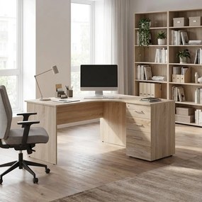 Ergonomický stůl Impress 160 x 90 cm, pravý, dub sonoma