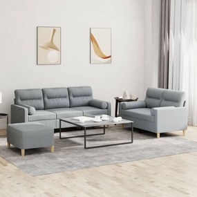3dílná sedací souprava s polštáři světle šedá textil 3201624