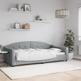 Válenda s přistýlkou a zásuvkami světle šedá 90 x 190 cm textil