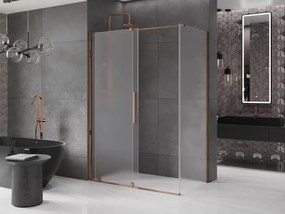Mexen Velar, sprchový kout s posuvnými dveřmi 160 x 80 cm, 8mm sklo námraza, růžové zlato, 871-160-080-31-55