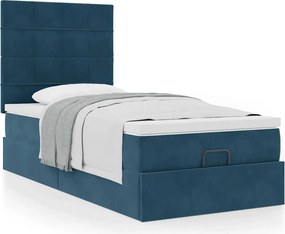 Osmanský rám postele s matracemi tmavě modrá 90x200cm samet 3313449