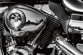 DIMEX | Samolepicí vliesová fototapeta na zeď Motor motocyklu MA-5-2797 | 375 x 250 cm | černá, metalická