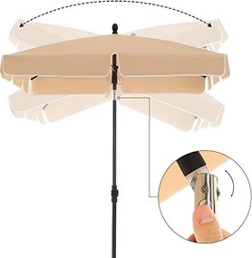 Obdélníkový slunečník 2 × 1,25 m, UPF 50+ ochrana, sklopný, bez základny, taupe