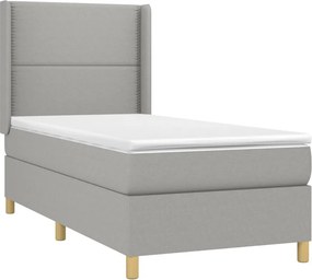 Box spring postel s matrací a LED světle šedá 90x190 cm textil 3138757