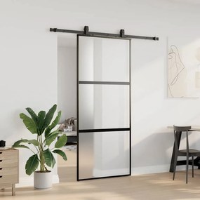 Posuvné dveře se sadou kování černé 90x205 cm Tvrzené sklo 3375815